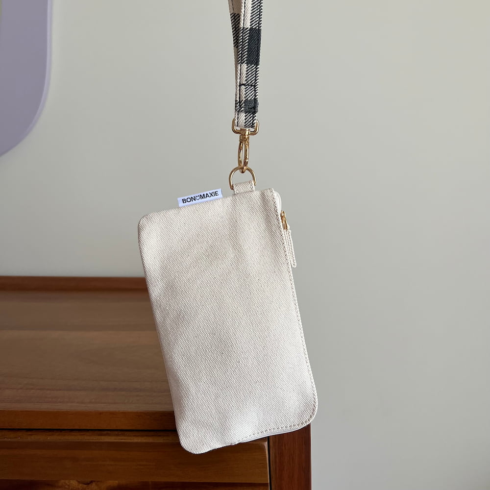 Black Gingham Pouch Set Bag Organisers - Handy Canvas Pouches - BON MAXIE