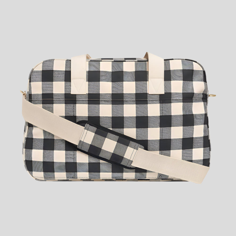 Bon Voyage Weekender Bag - Black Gingham - Canvas Overnight Bag – BON MAXIE