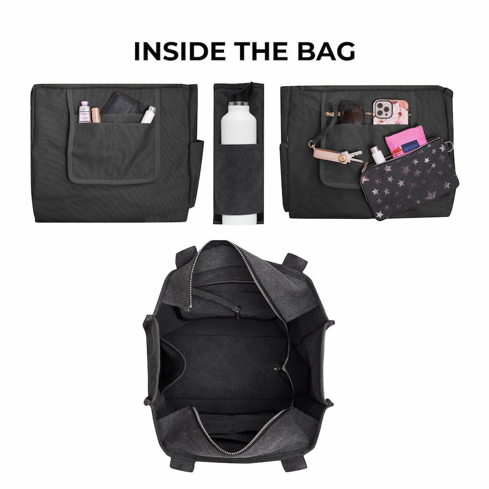 Neon Pink Canvas Tote Bag - Large Carry-all | Bag Bon Maxie - BON MAXIE