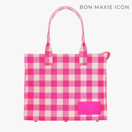 Neon Pink Canvas Tote Bag - Large Carry-all | Bag Bon Maxie - BON MAXIE