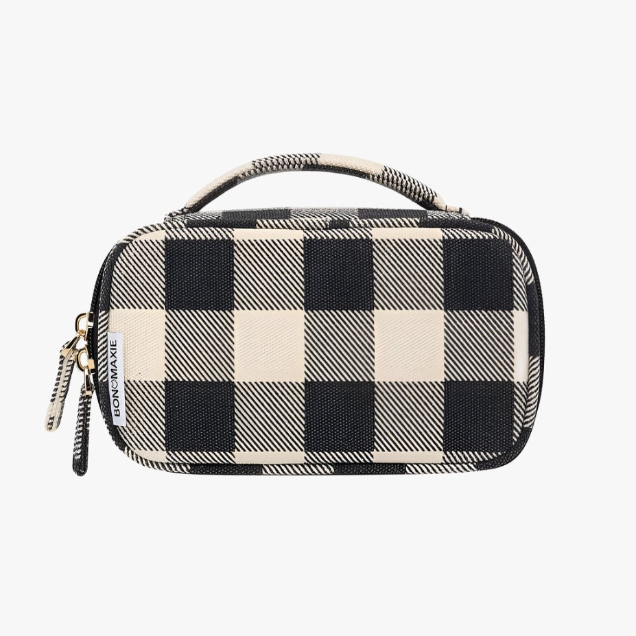 Black Gingham Canvas Case with Handle - Bag Organisers - BON MAXIE