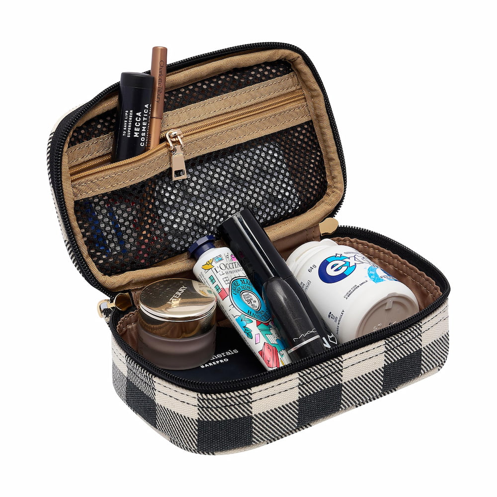 Black Gingham Canvas Case with Handle - Bag Organisers - BON MAXIE