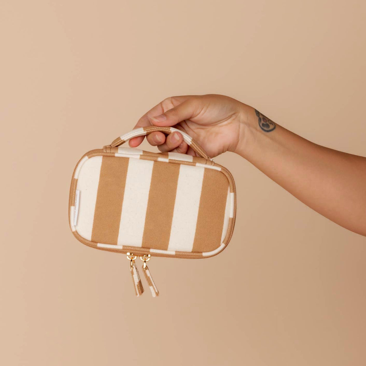 Handy Case With Handle - Tan Stripe - Bag Organiser – BON MAXIE
