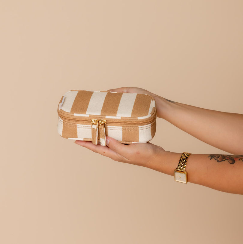 Handy Case With Handle - Tan Stripe - Bag Organiser – BON MAXIE