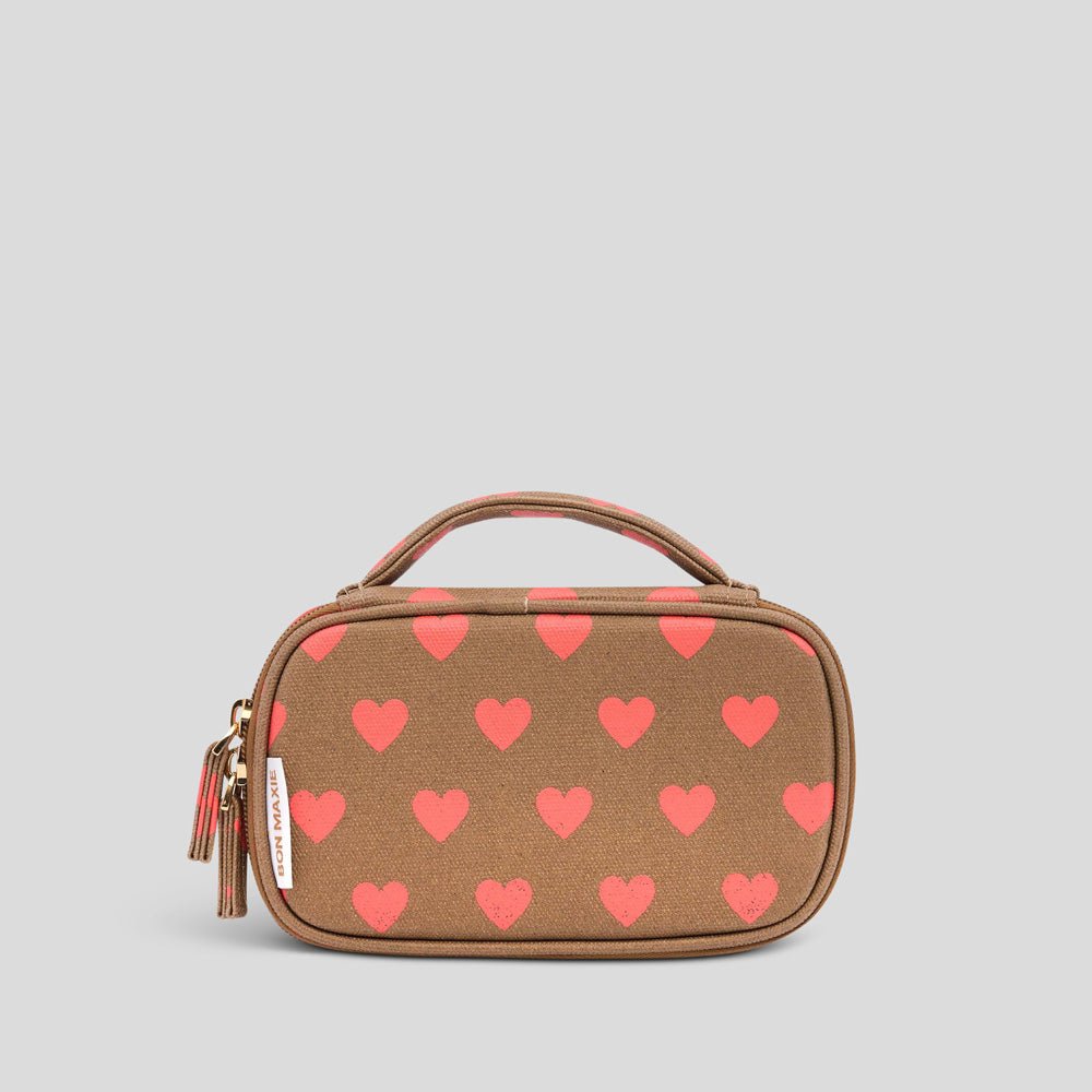Handy Case With Handle - Orange Hearts - Bag Organiser – BON MAXIE