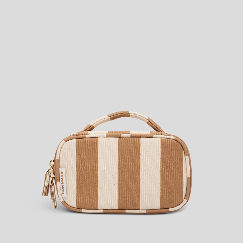 Handy Case With Handle - Tan Stripe - Bag Organiser – BON MAXIE