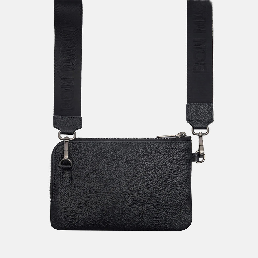 BON MAXIE Leather Phone Wallet - Black - leather pouch, women's wallet