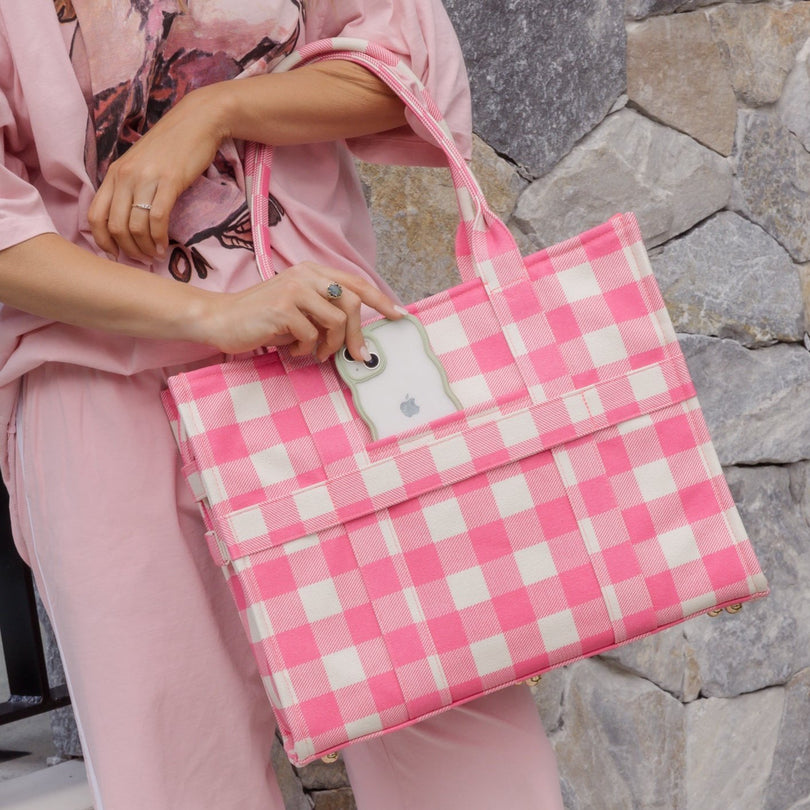 Neon Pink Canvas Tote Bag - Large Carry-all | Bag Bon Maxie – BON MAXIE