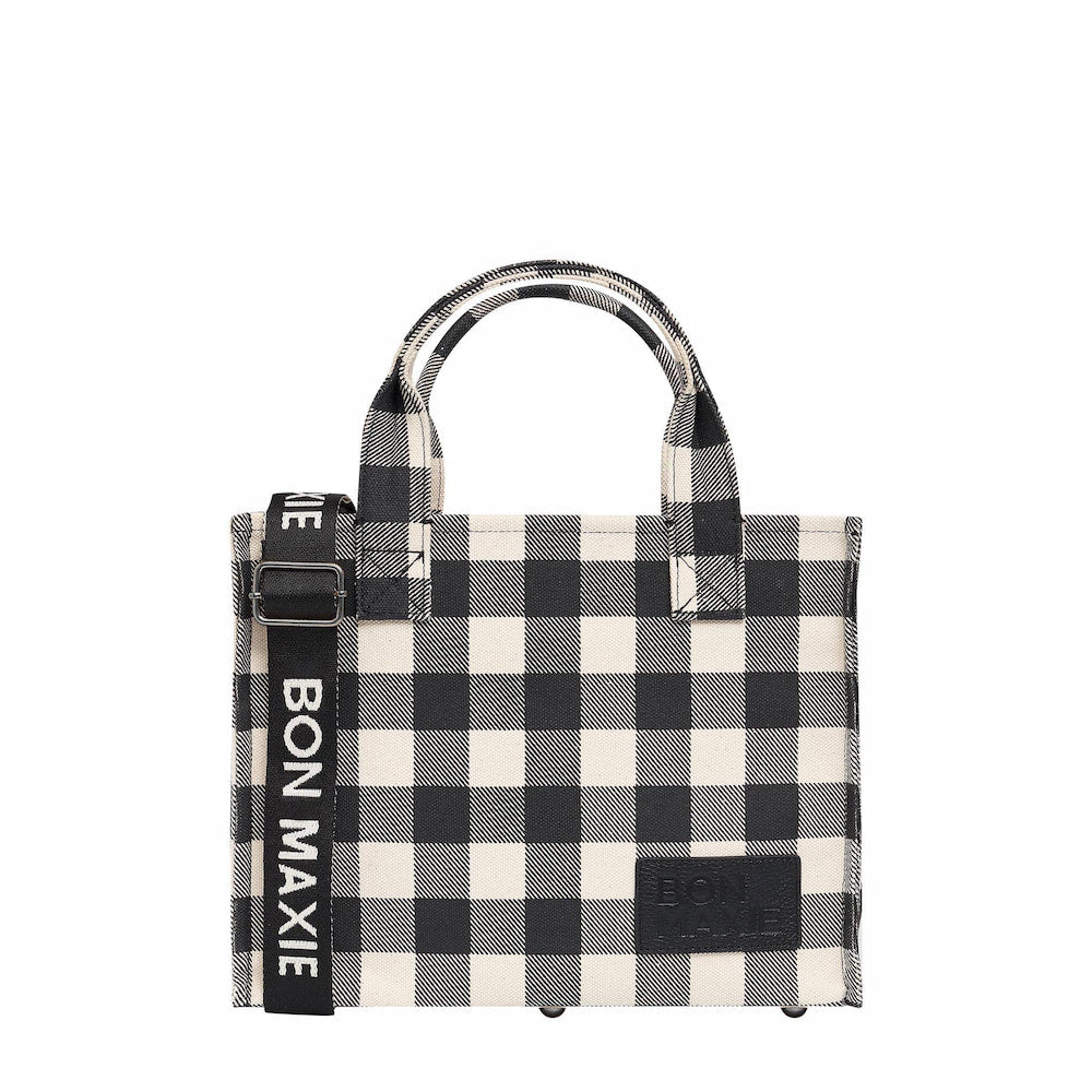 Mini Bon Vivant Tote Bag in Black Gingham - Mini Carry-all | Bon Maxie ...