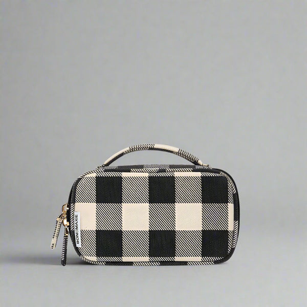 Black Gingham Canvas Case with Handle - Bag Organisers - BON MAXIE